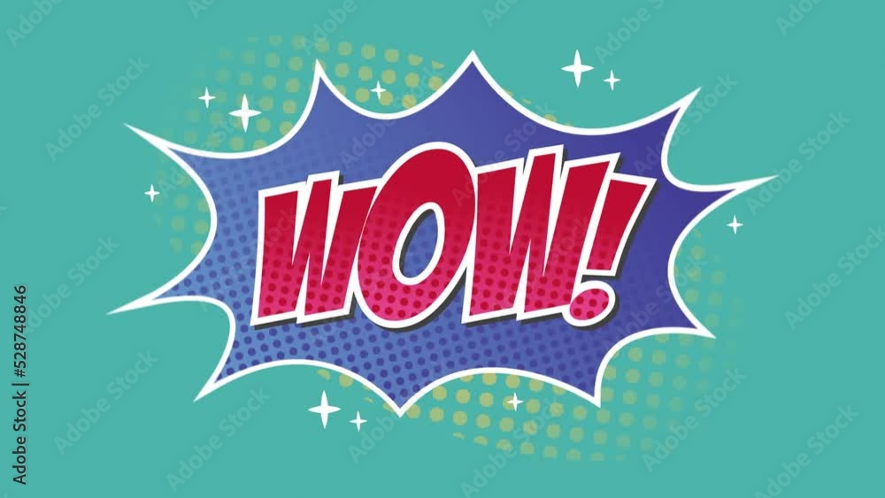 Animation of comic 5 options text over multiple comic speech bubbles ...