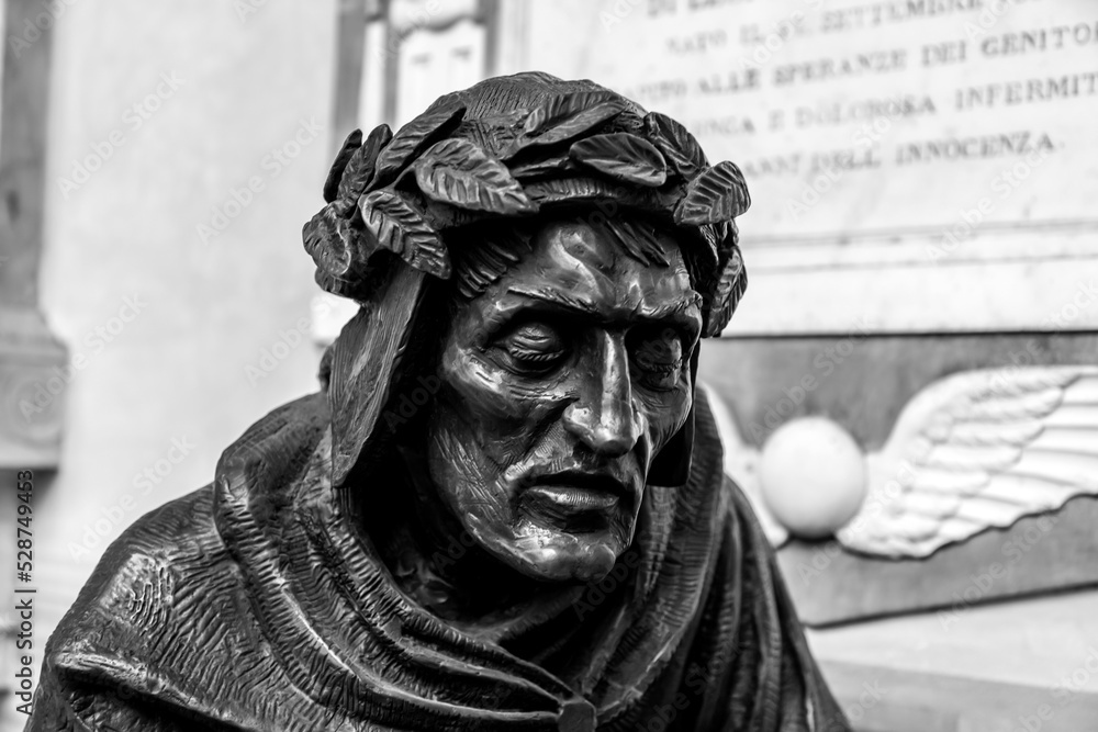 Bronze sculpture of Dante Alighieri, the legendary Italian poet in ...