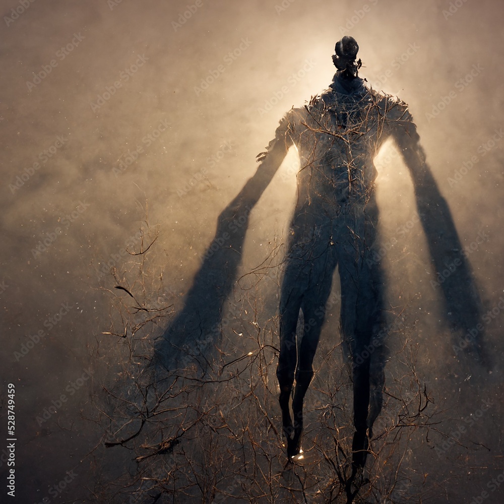 Demoniac being full of energy. Dark consciousness, alien spirit, demon ...