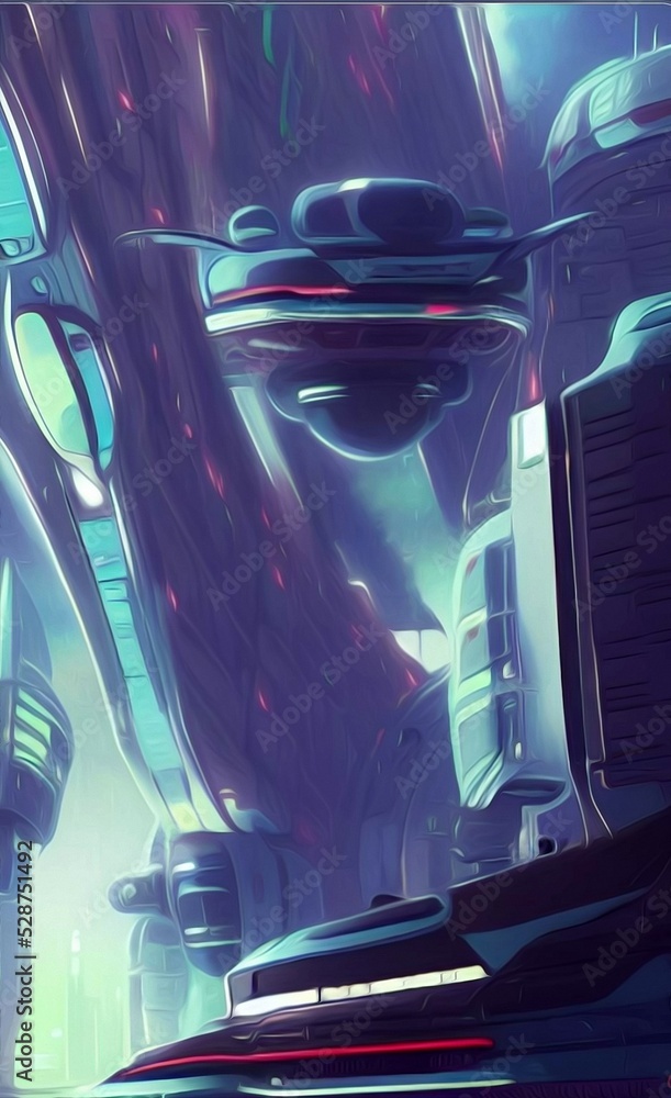 futuristic city on alien planet, cartoon style, digital painting ...