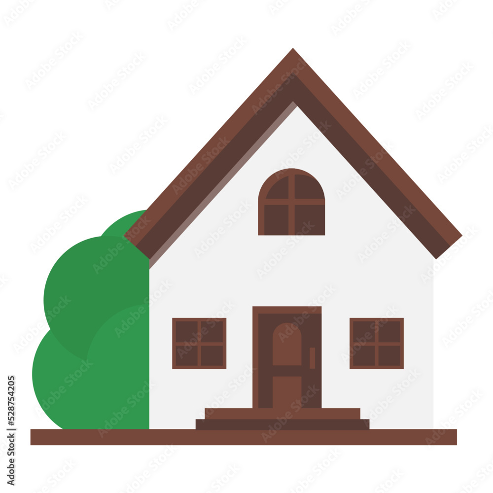 Vector house flat design brown color. Simple house vector illustration ...