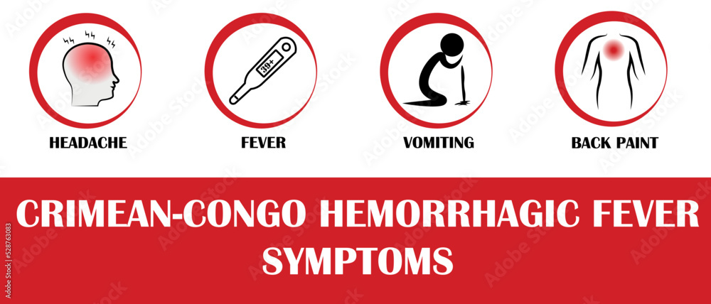 Crimean-congo hemorrhagic fever symptoms, icon of headache, fever ...