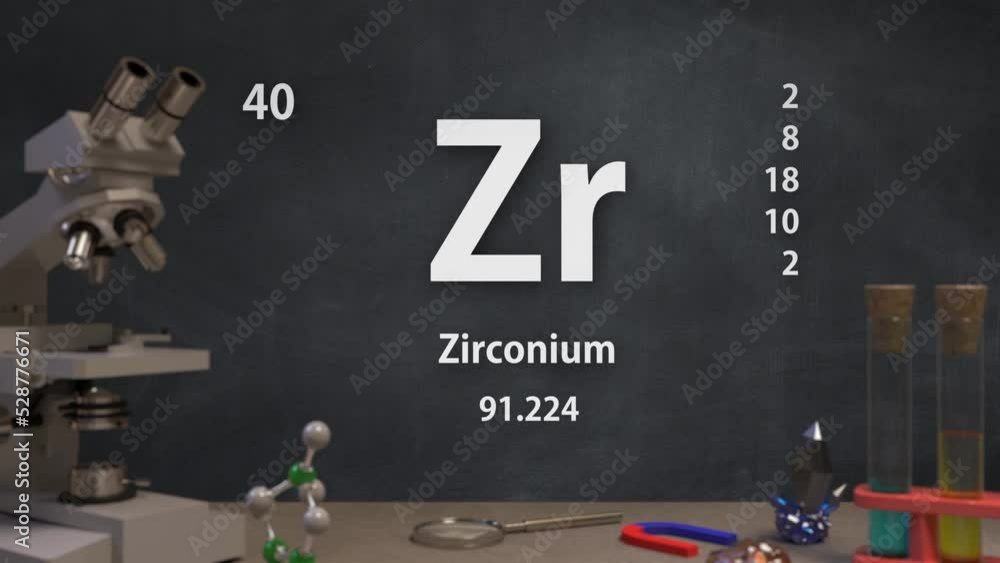 Element 40 Zr Zirconium of the Periodic Table Infographic Stock Video ...