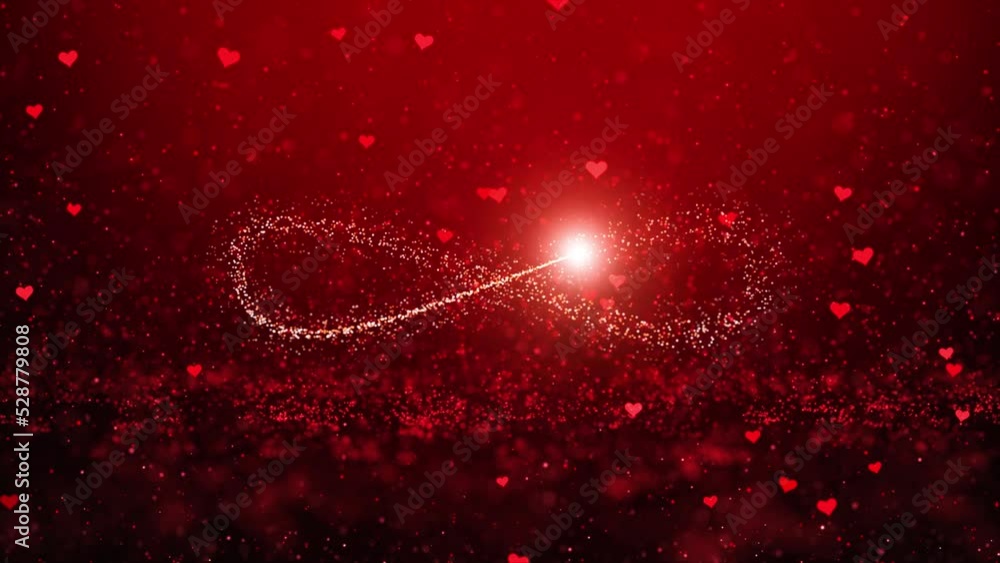 Endless love with infinite symbol and hearts animation background ...