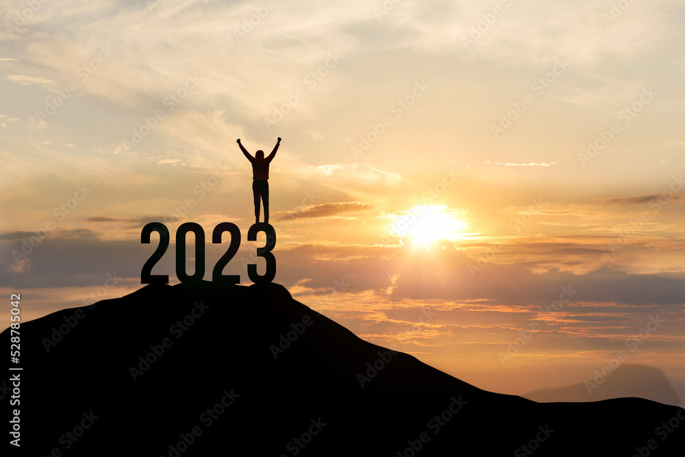 Concept of Victory and success in 2023 in business and in life. Stock ...