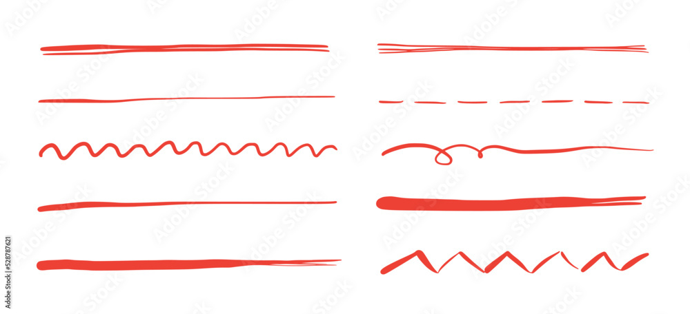 Red brush stroke underline. Marker pen highlight stroke. Vector swoosh ...