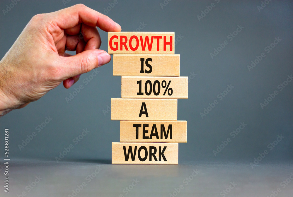 Growth symbol. Concept words Growth is 100 percent a team work on ...