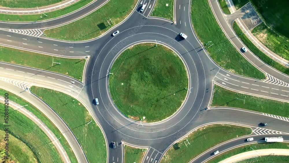 Circle traffic automobile riding ring road modern city expressway ...
