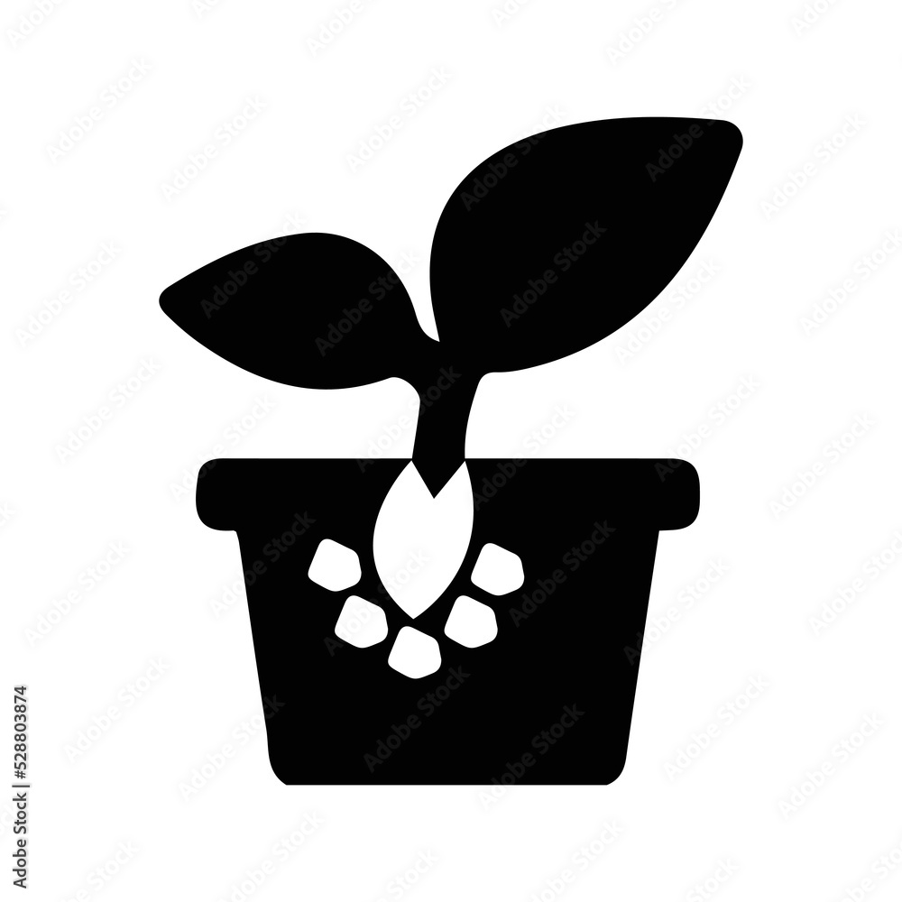 Planting tree saplings on top icon | Black Vector illustration | Stock ...