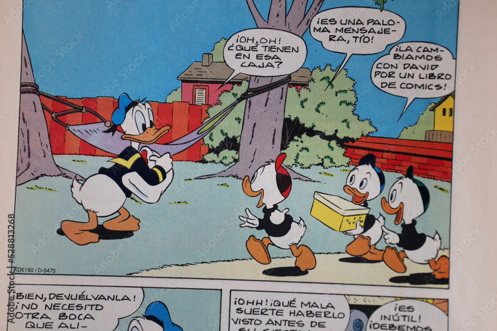 Donald Duck Comic Magazine. Donald, with his nephews Huey, Dewey and ...