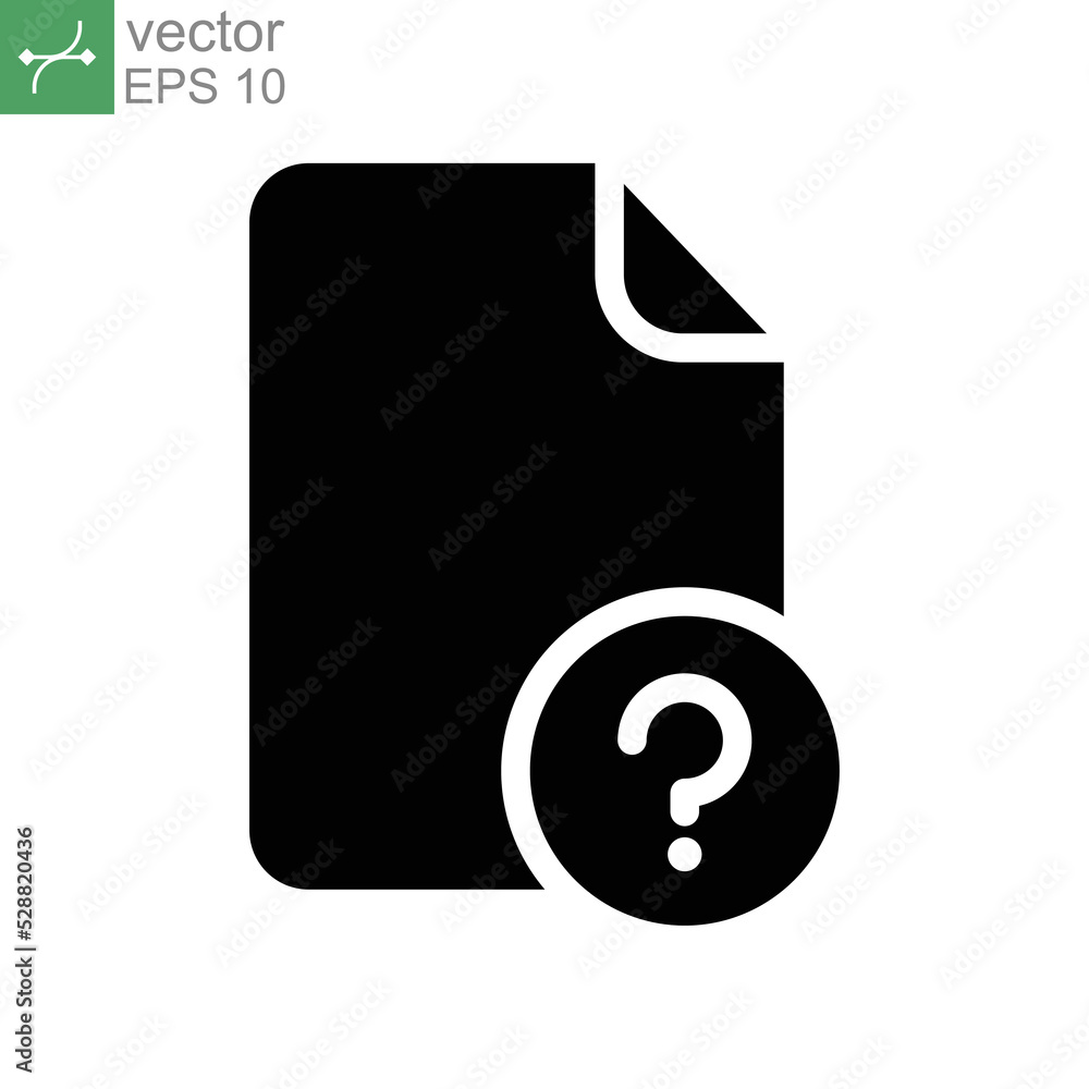 unknown file icon, paper, question mark. Unverified Documents file ...