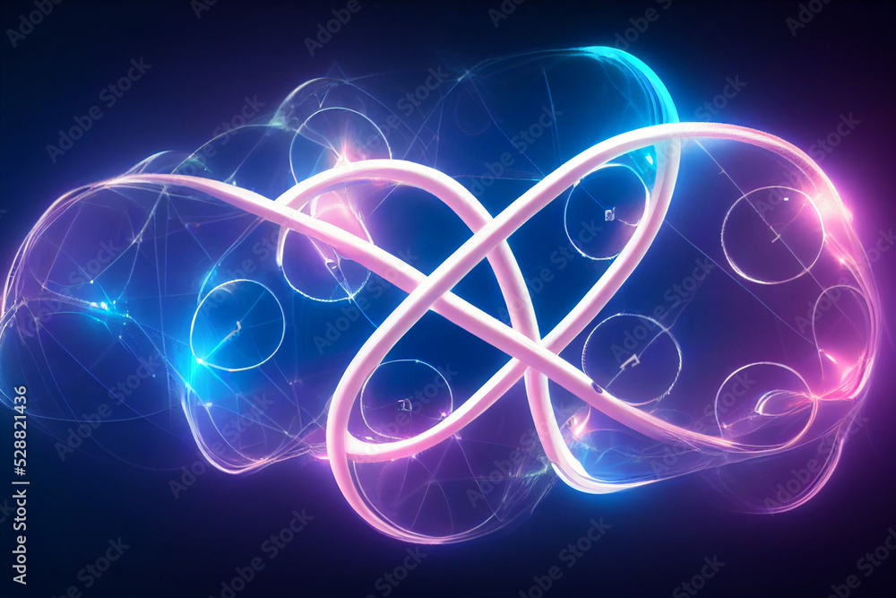 Hand holding virtual reality infinity symbol community connection of ...