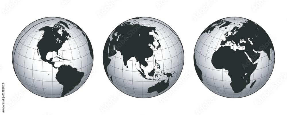 Globe Black And White Grid