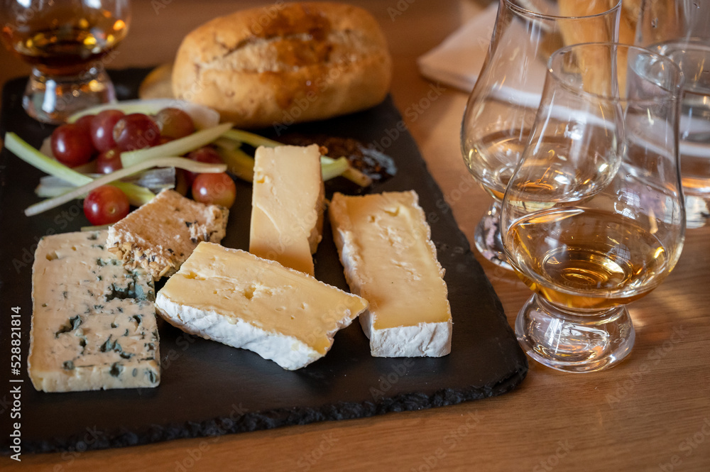 Pairing of scotch whisky and farmers scottish cheeses cheddar, stilton ...