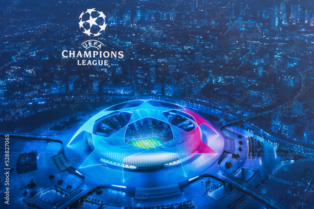 View of the poster on the wall of the Dragao en Oporto stadium ...