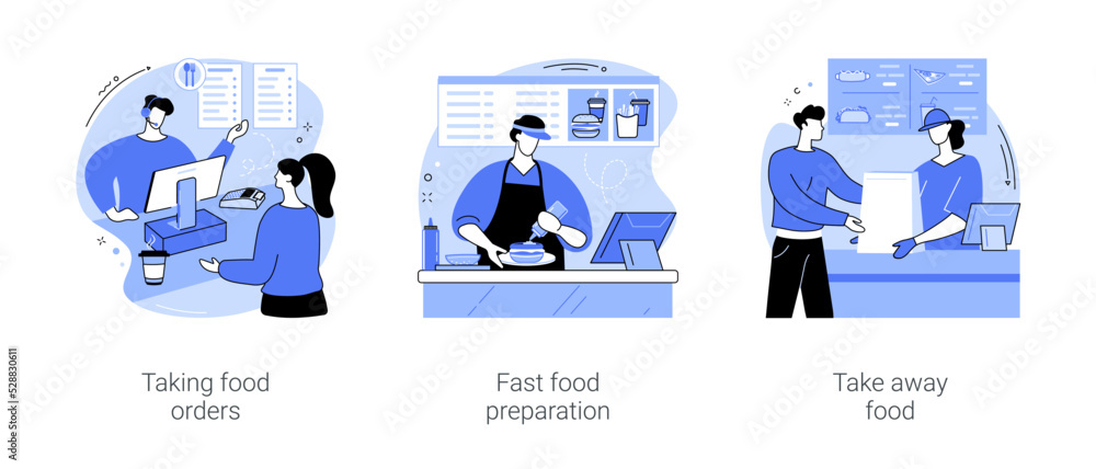 Fast food restaurant isolated cartoon vector illustrations se Stock ...