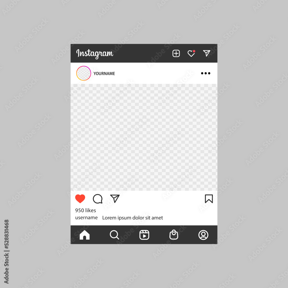 instagram mockup social media template frame, instagram feed web mobile ...