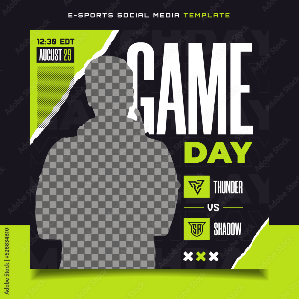 Game Day E-sports Gaming Banner Template for Social Media Post Stock ...