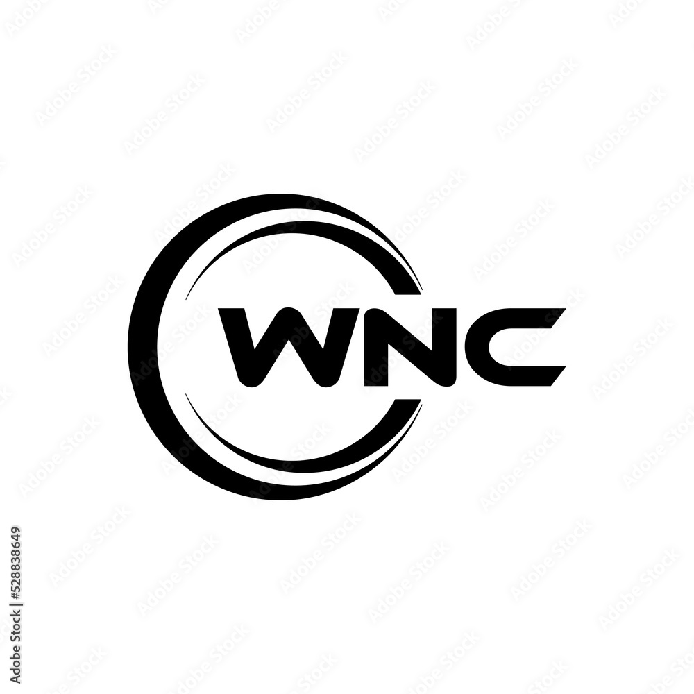 WNC letter logo design with white background in illustrator, cube logo ...