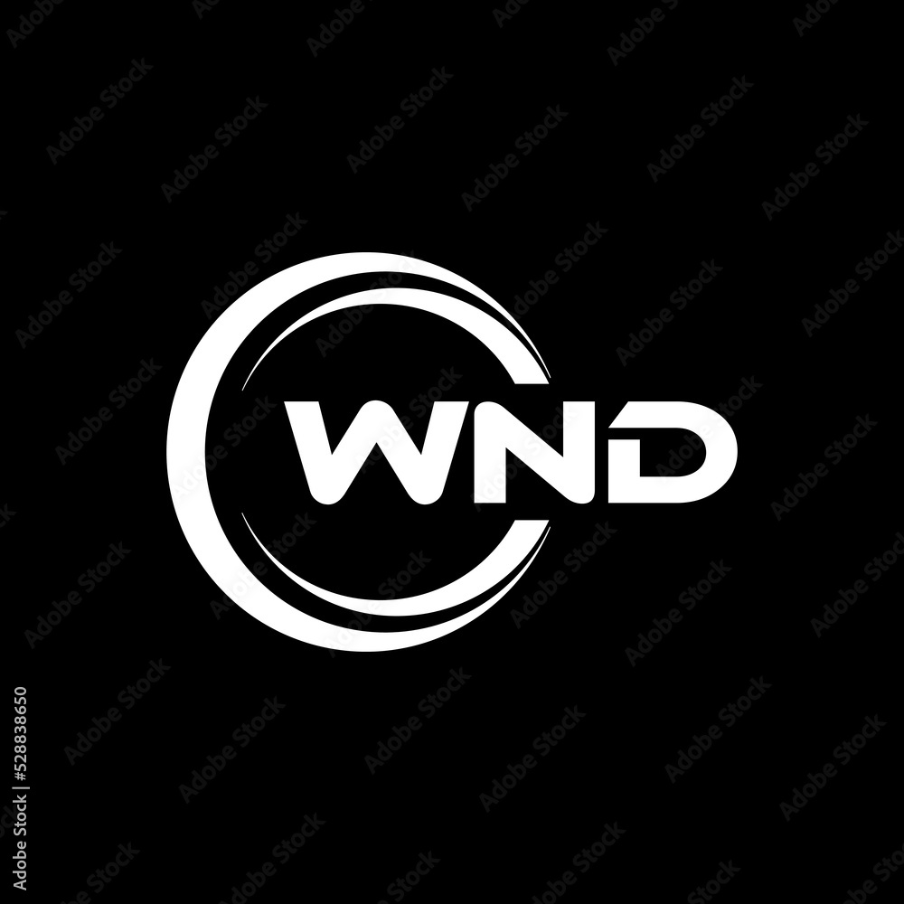 WND letter logo design with black background in illustrator, cube logo ...