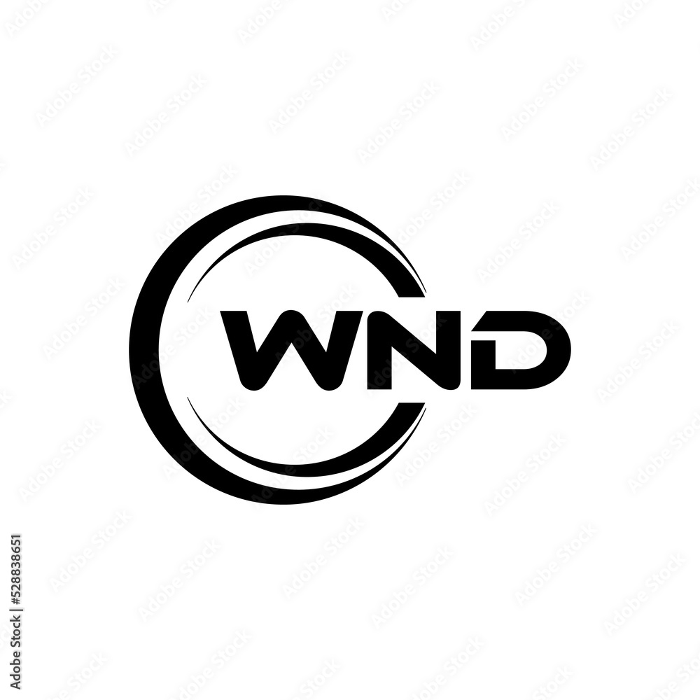 WND letter logo design with white background in illustrator, cube logo ...