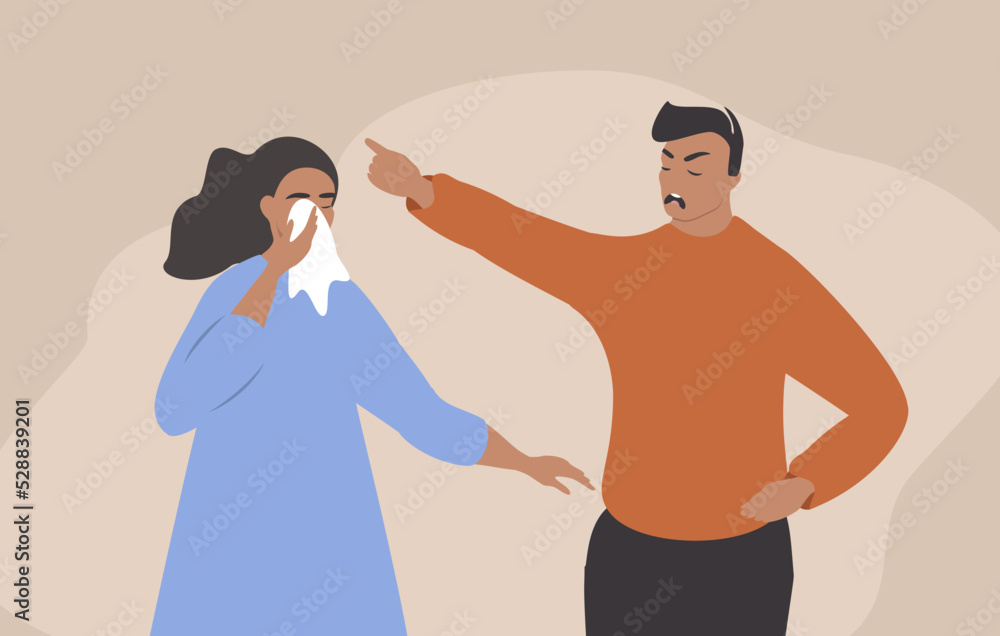 vector illustration in a flat style on the theme of domestic violence ...