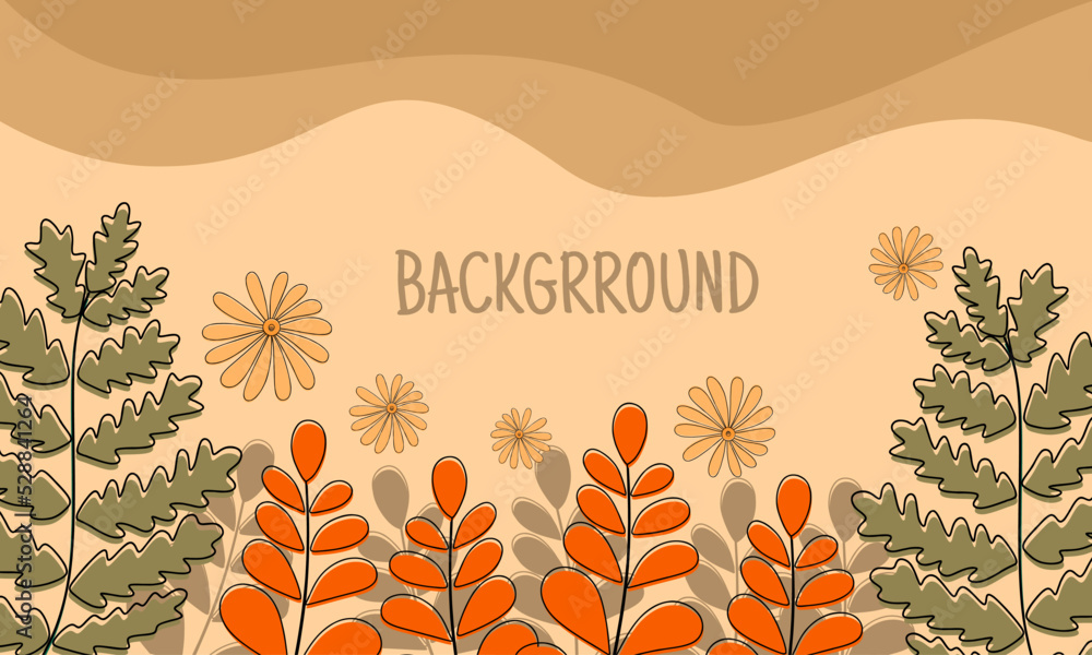 nature background design with flower cartoon. cute and beautiful ...
