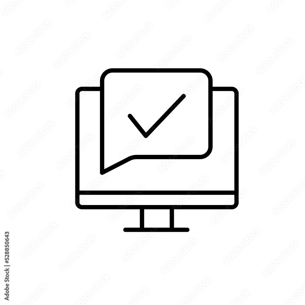 Computer check mark line icon. Simple element illustration. Computer ...