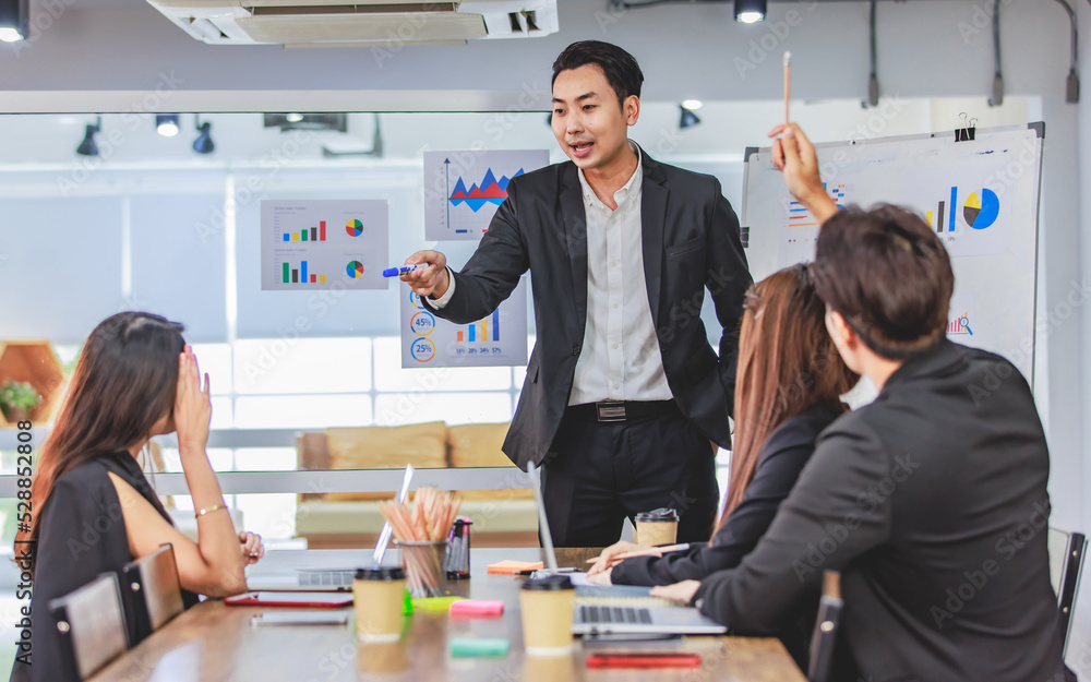 Asian handsome professional successful businessman presenter standing ...