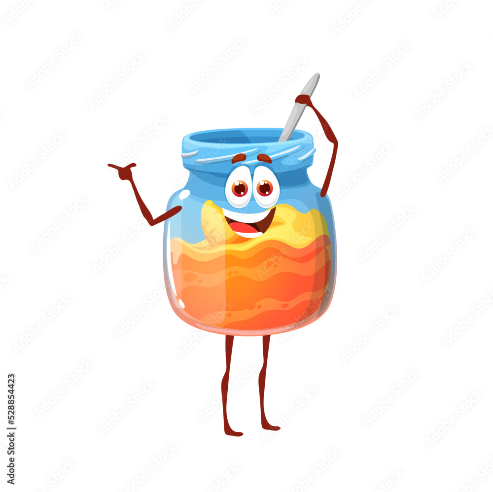 Cartoon honey jar character. Isolated vector funny flower nectar ...