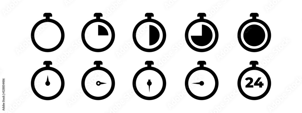Timer Icon Set Stopwatch Timer Collection Countdown Circle Clock Counter Timer Fast Time Icon