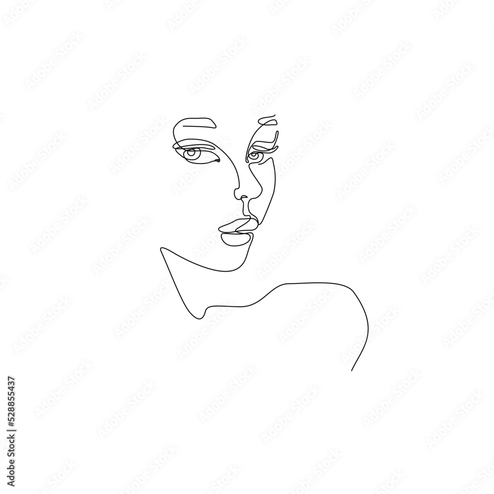 Woman silhouette. Beautiful girl line art. isolated vector illustration ...