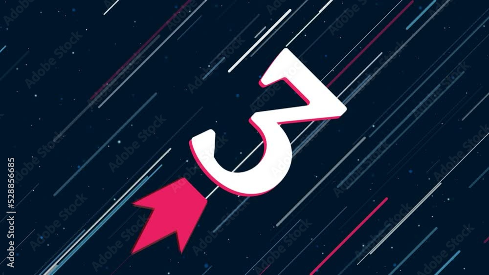 Number three symbol flies through the universe on a jet propulsion. The ...