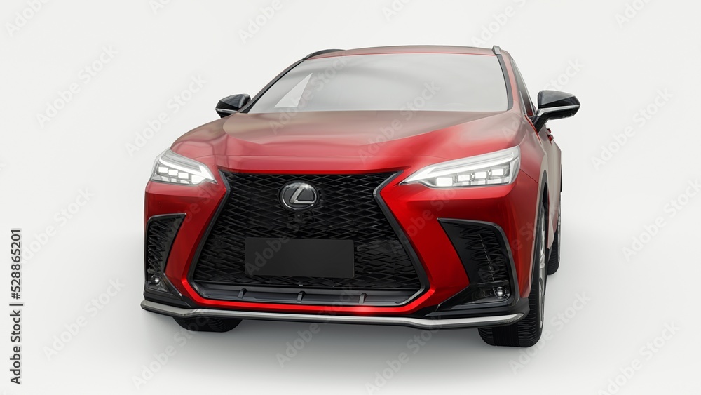 Tokyo. Japan. July 26, 2022. Red Lexus NX350h F-Sport on a white ...