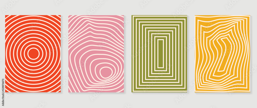 Set of groovy hippie background vector. Collection of retro trippy ...