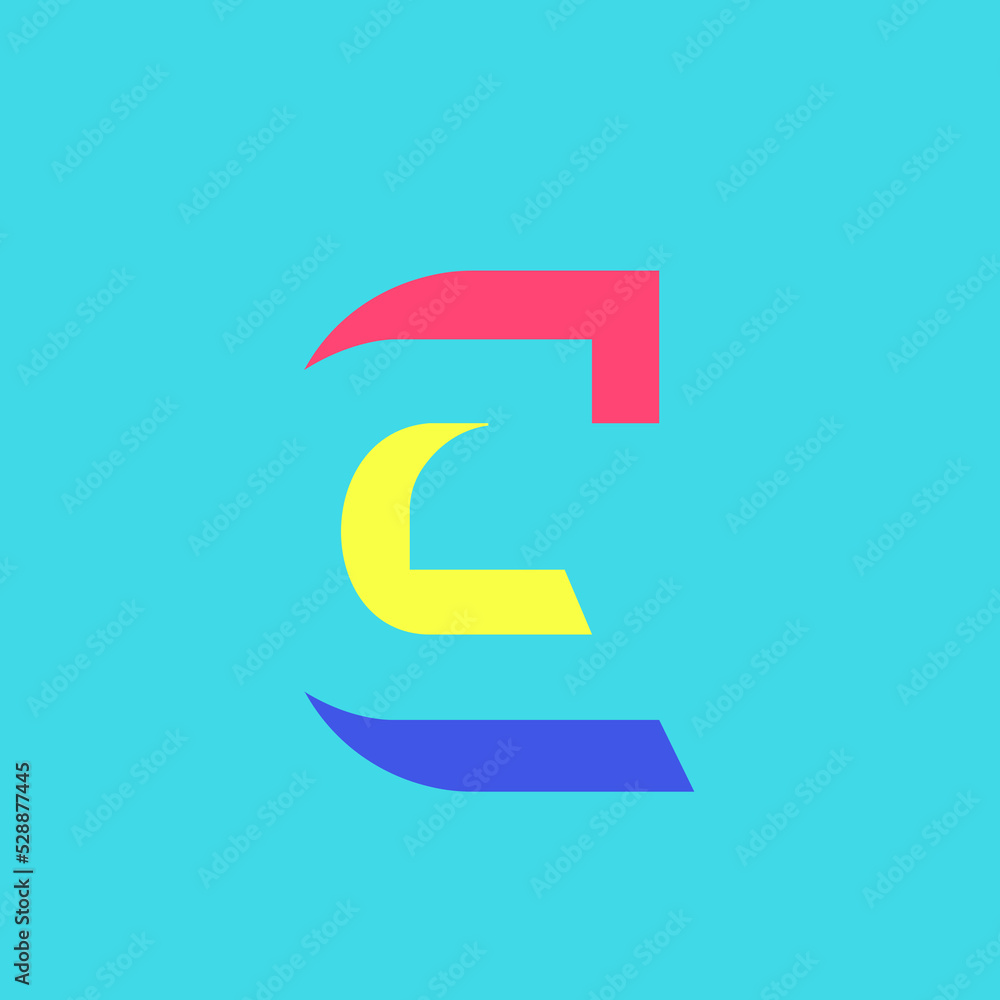 Colorful letter C modular typeface, with sharp, bold, masculine, but ...