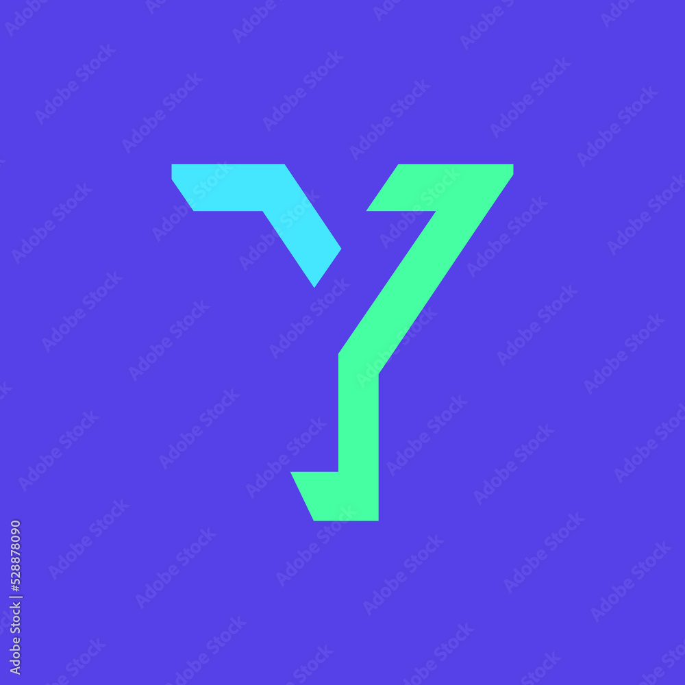Colorful letter Y modular typeface, with sharp, bold, masculine, but ...