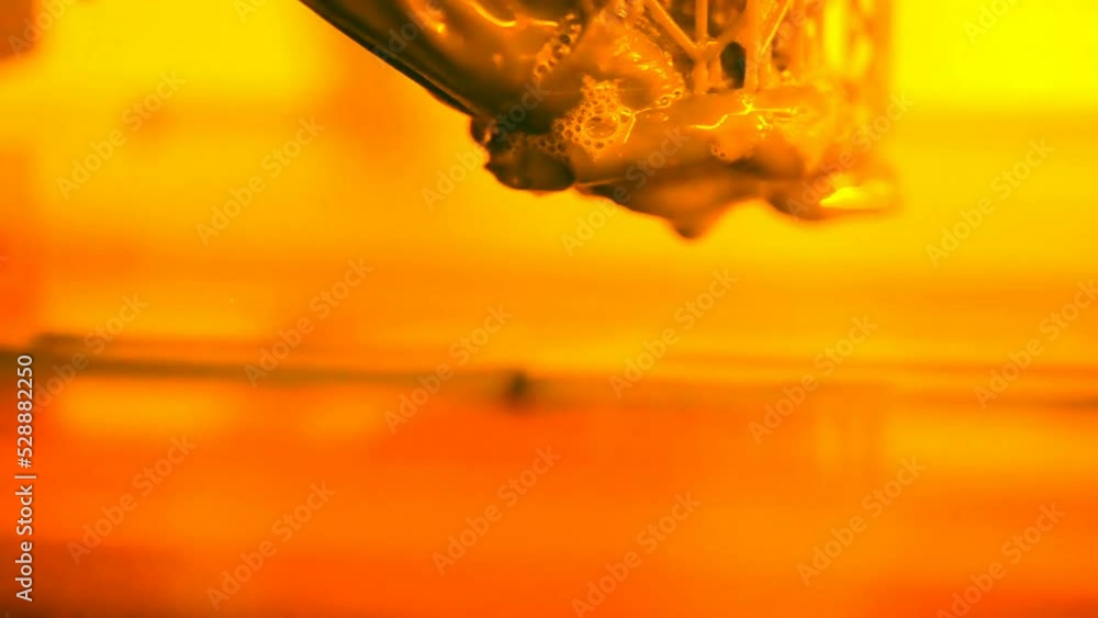 Stereolithography DPL SLA 3d printer create and liquid drips, platform ...