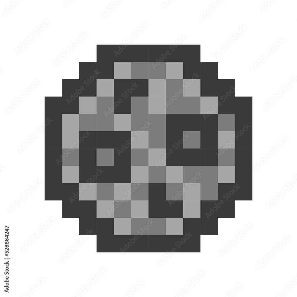 Moon icon in pixel art style isolated on white background.Vector ...