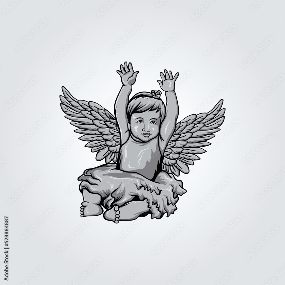 cute baby angel illustration Stock Vector | Adobe Stock