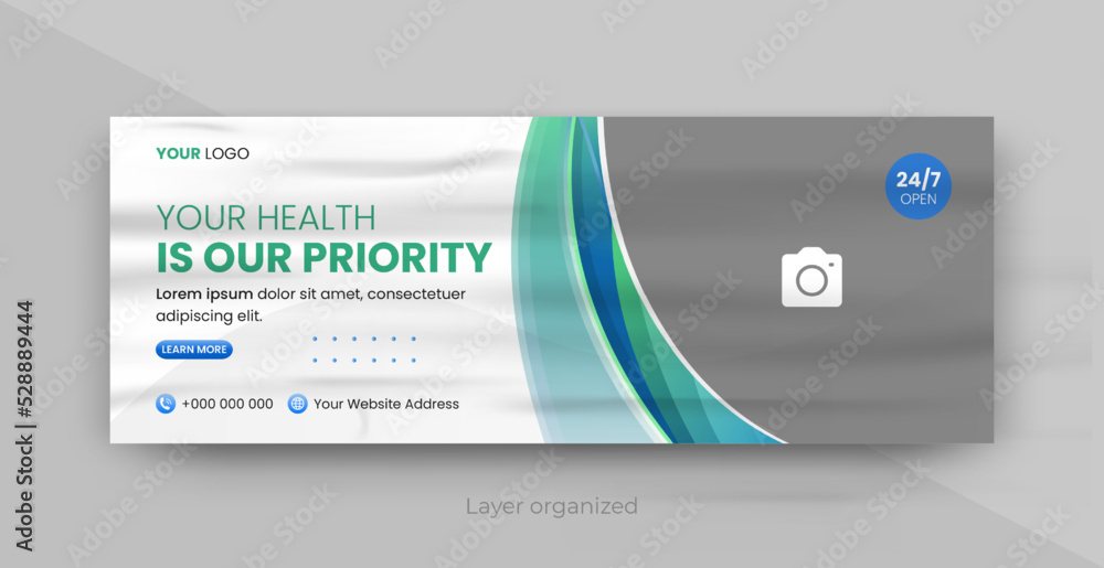 Medical health banner cover design, Modern banner design with green and ...