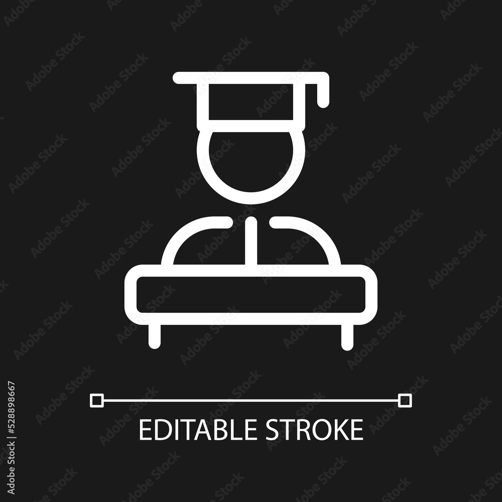 Graduation ceremony pixel perfect white linear ui icon for dark theme ...
