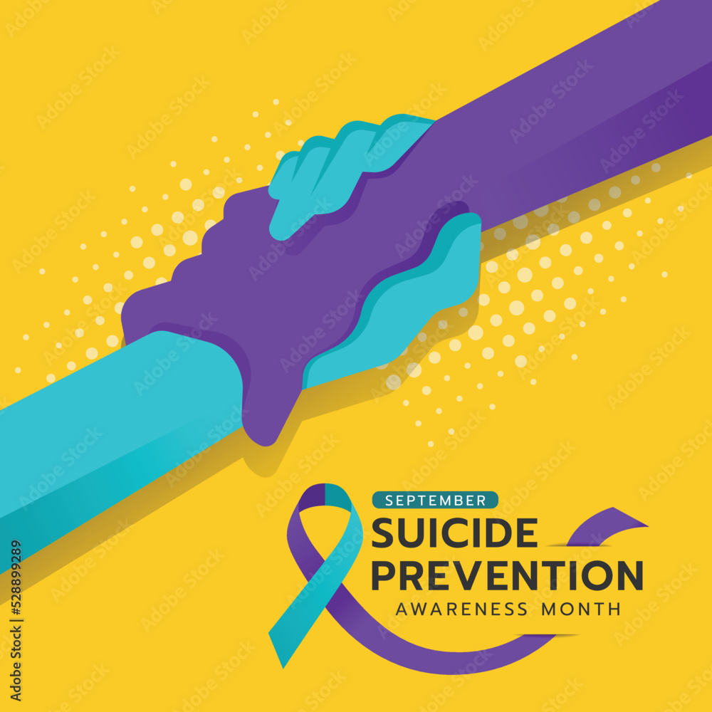 Suicide prevention awareness month text and suicide awareness ...