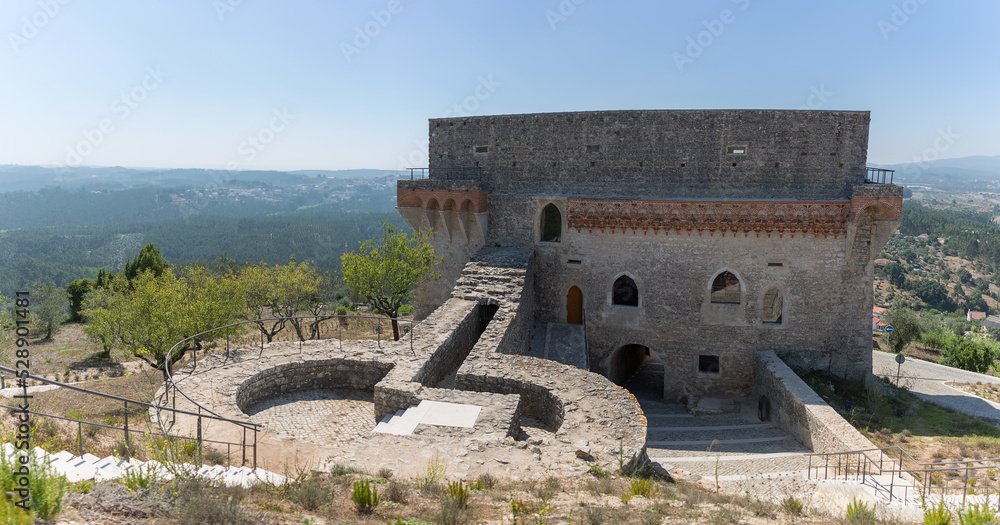 Panoramic inside view at the Ourém medieval Castle, Palace and fortress ...