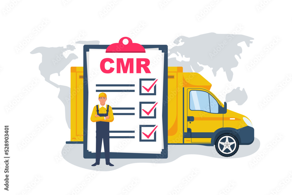 CMR concept. Shipping document. Logistics concept. Worldwide logistics ...