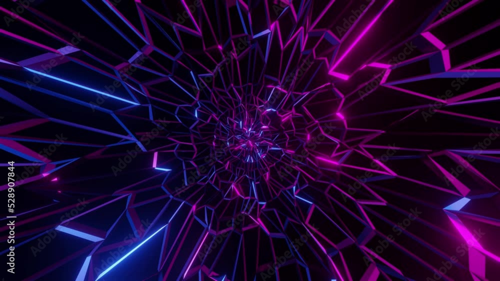 animated rotary frame background motion graphic triangular neon colored ...