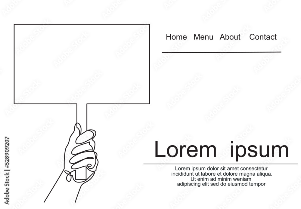 line drawing hand holding signboard. illustration concept Stock Vector ...