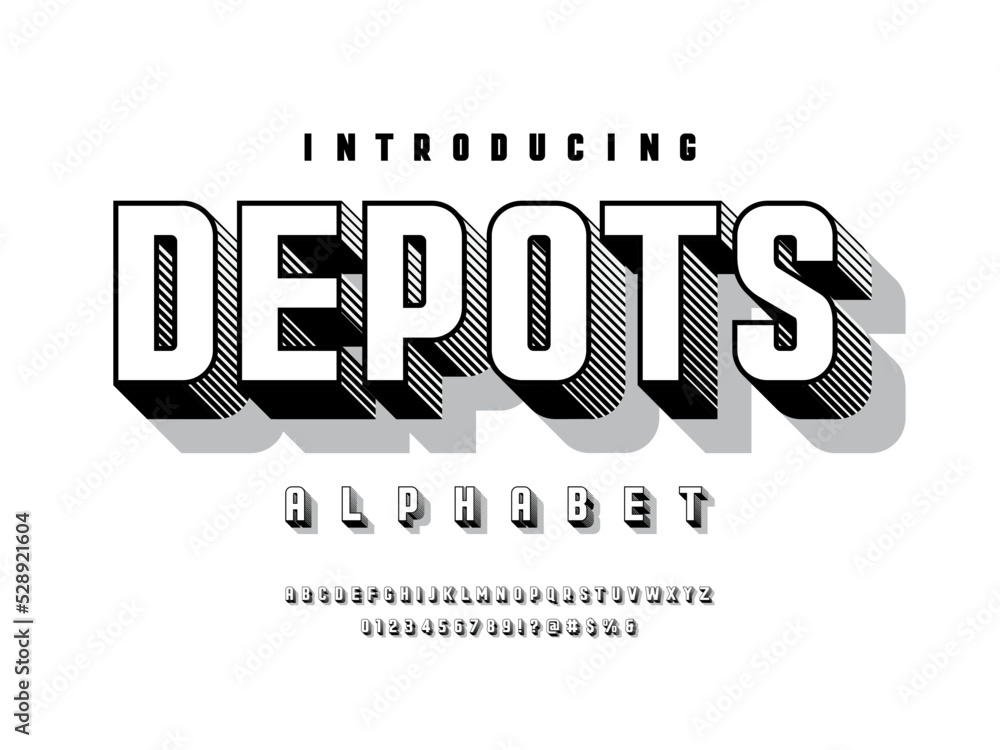 Vector of modern bold alphabet design with uppercase, numbers and ...
