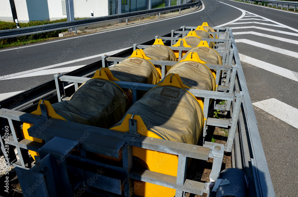 arresting system made of steel construction stops vehicles in a ...