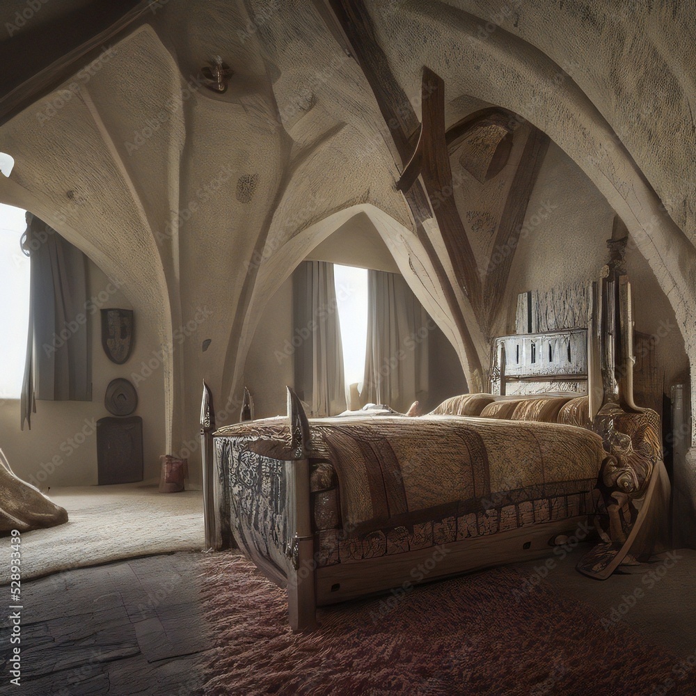 Medieval Castle Bedroom Stock Illustration | Adobe Stock